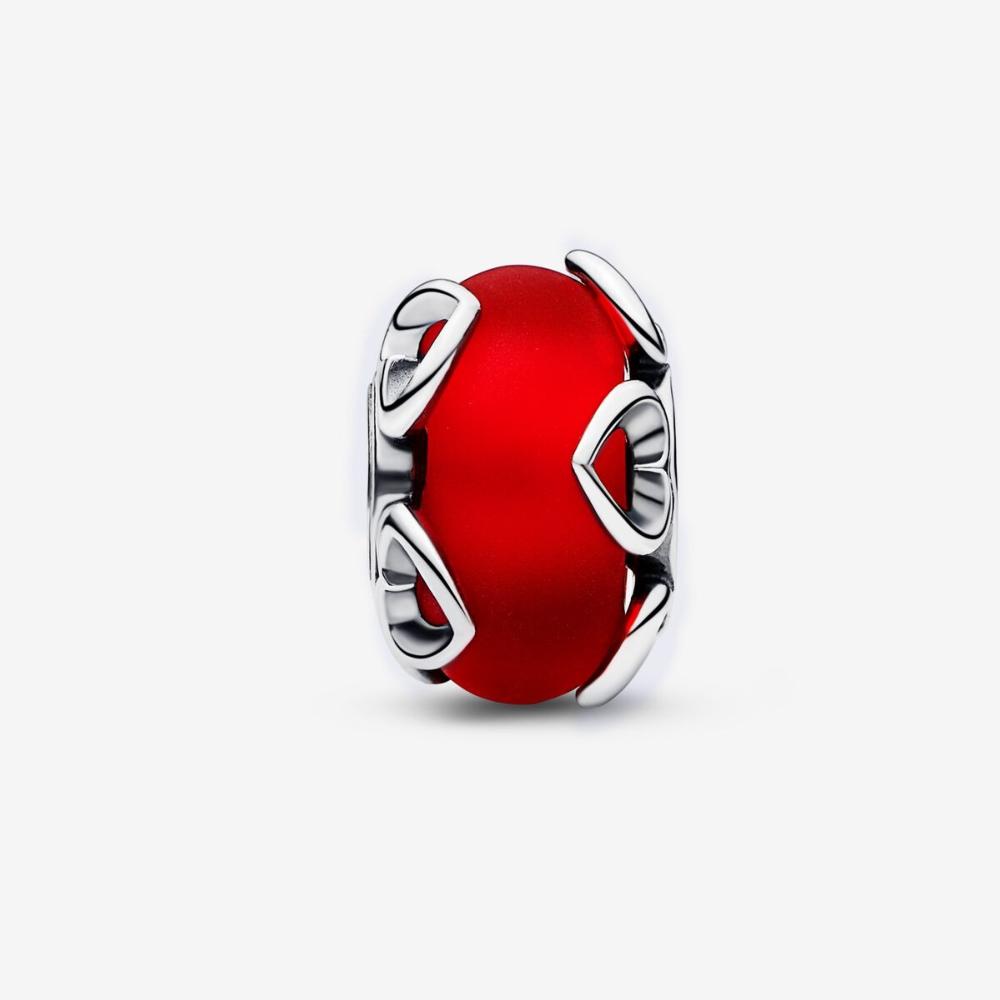 CHARM PANDORA MURANO COEUR GIVRE ROUGE CHARM PANDORA MURANO COEUR GIVRE ROUGE